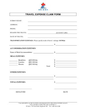 Fillable Online TRAVEL EXP Form.doc Fax Email Print - pdfFiller