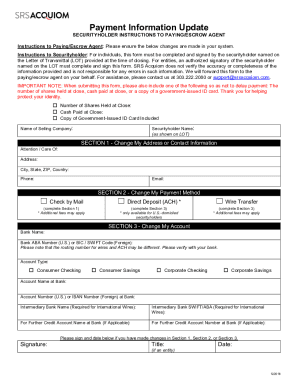 Fillable Online 150422 Payment and Contact Update Form - SRS Acquiom ...
