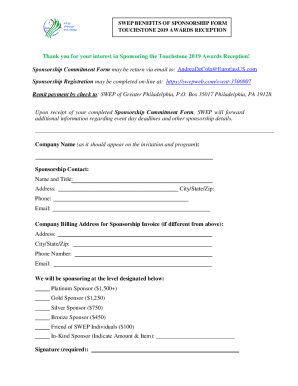 Fillable Online SWEP BENEFITS OF SPONSORSHIP FORM Fax Email Print ...