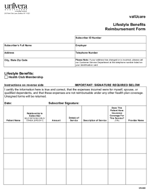 Fillable Online valUcare Reimbursement Form.doc Fax Email Print - pdfFiller