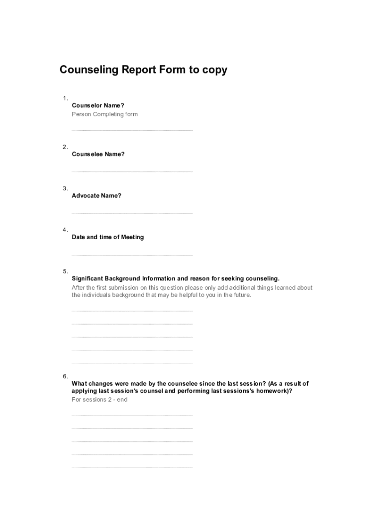 Fillable Online Sample record of Counseling ReportFree Employee ...