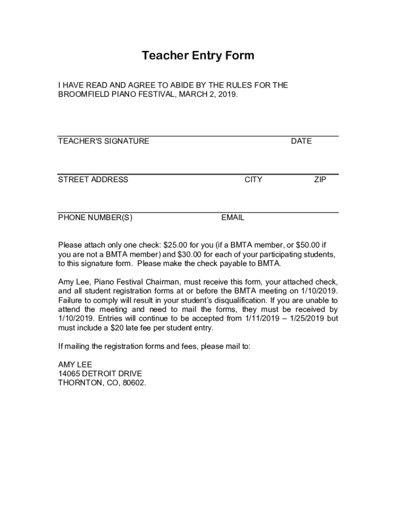 Fillable Online 2019 BPF Teacher Form Fax Email Print - pdfFiller