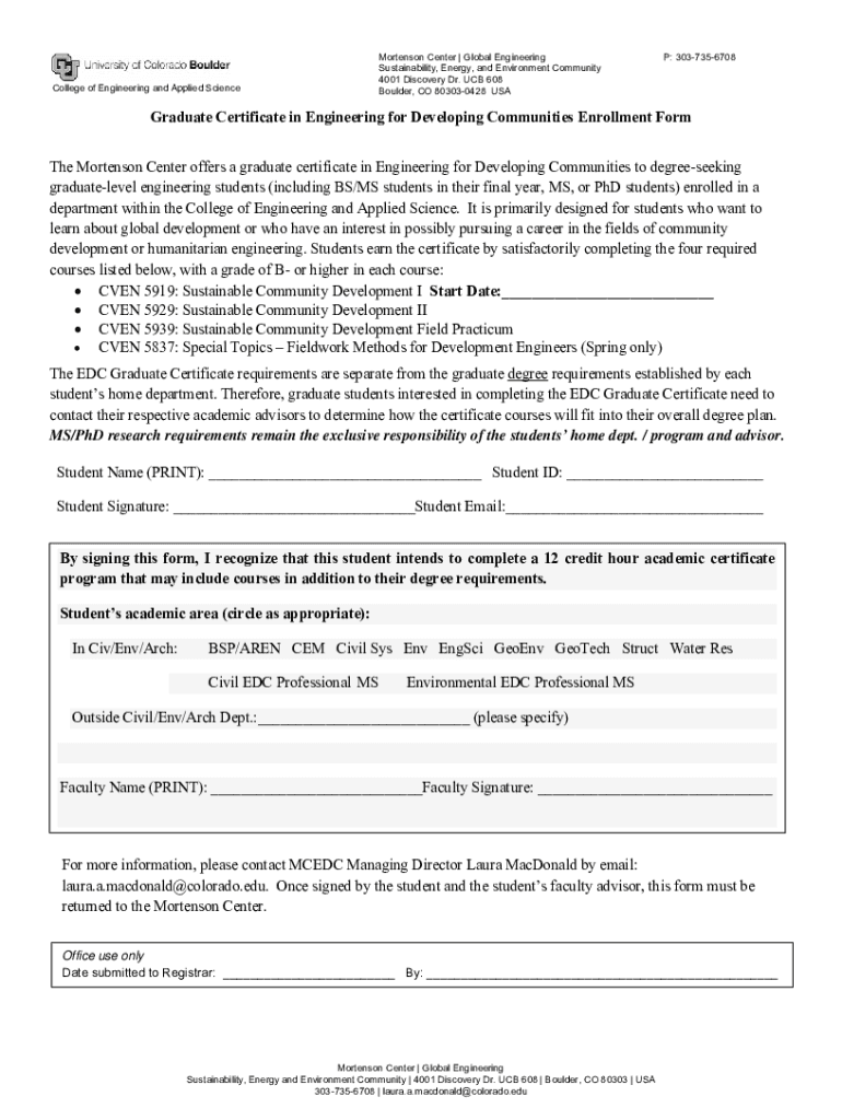 Fillable Online EDC Graduate Certificate Enrollment Form 2018-08-06-18 ...