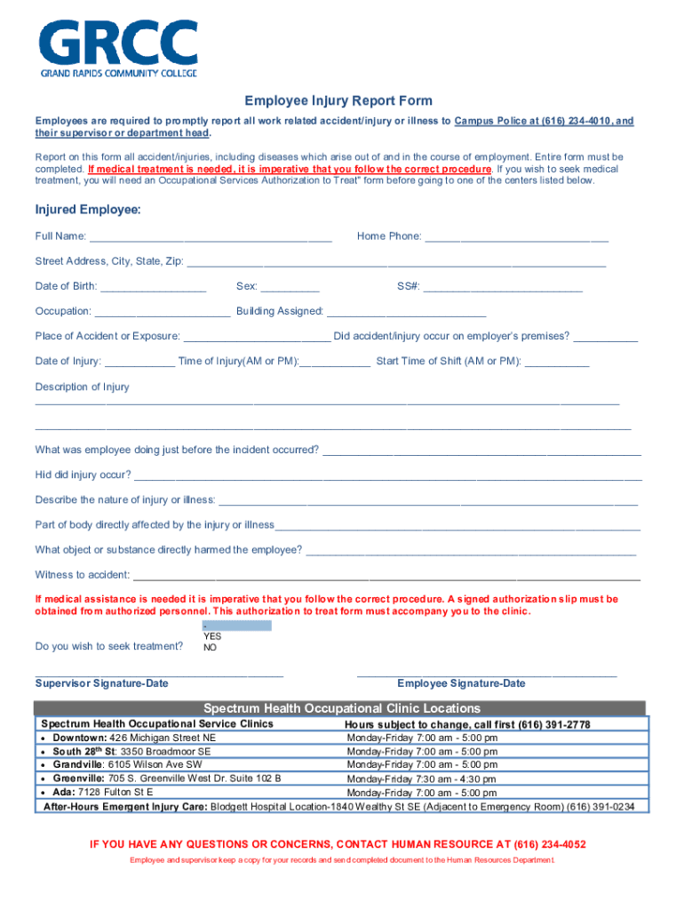 Fillable Online Employees Report of Injury FormEMPLOYEES FIRST REPORT ...