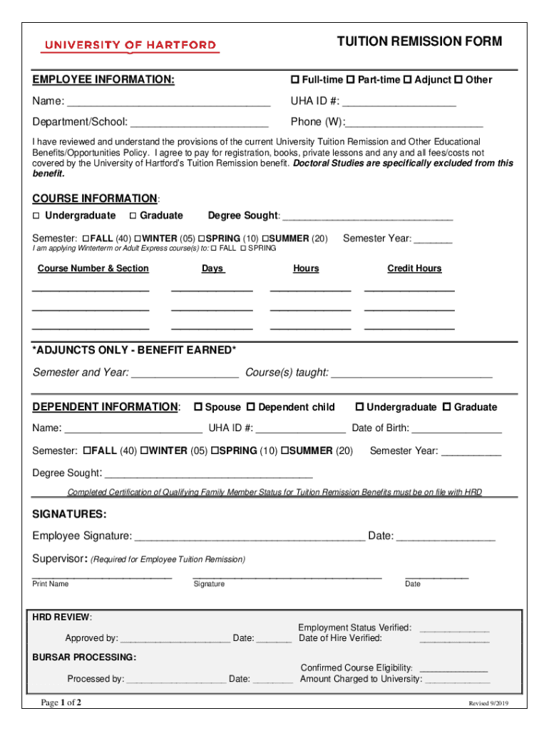 Fillable Online Tuition Remission & Tax Waiver Application for ...