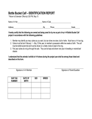 Fillable Online 4-H Bucket Calf Record Book Year 20 - Nebraska ...