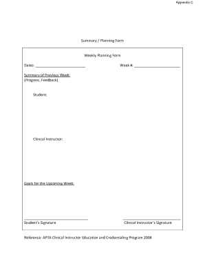 Fillable Online Summary / Planning Form Fax Email Print - pdfFiller