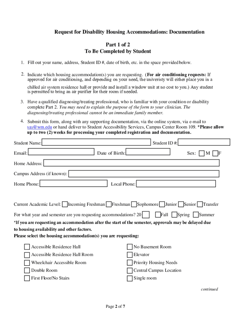 Fillable Online Special Housing Request Form Rev. Feb2019 Fax Email ...