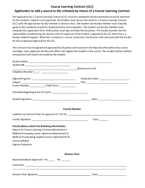 Fillable Online Course Learning Contract (CLC) Application to add a ...