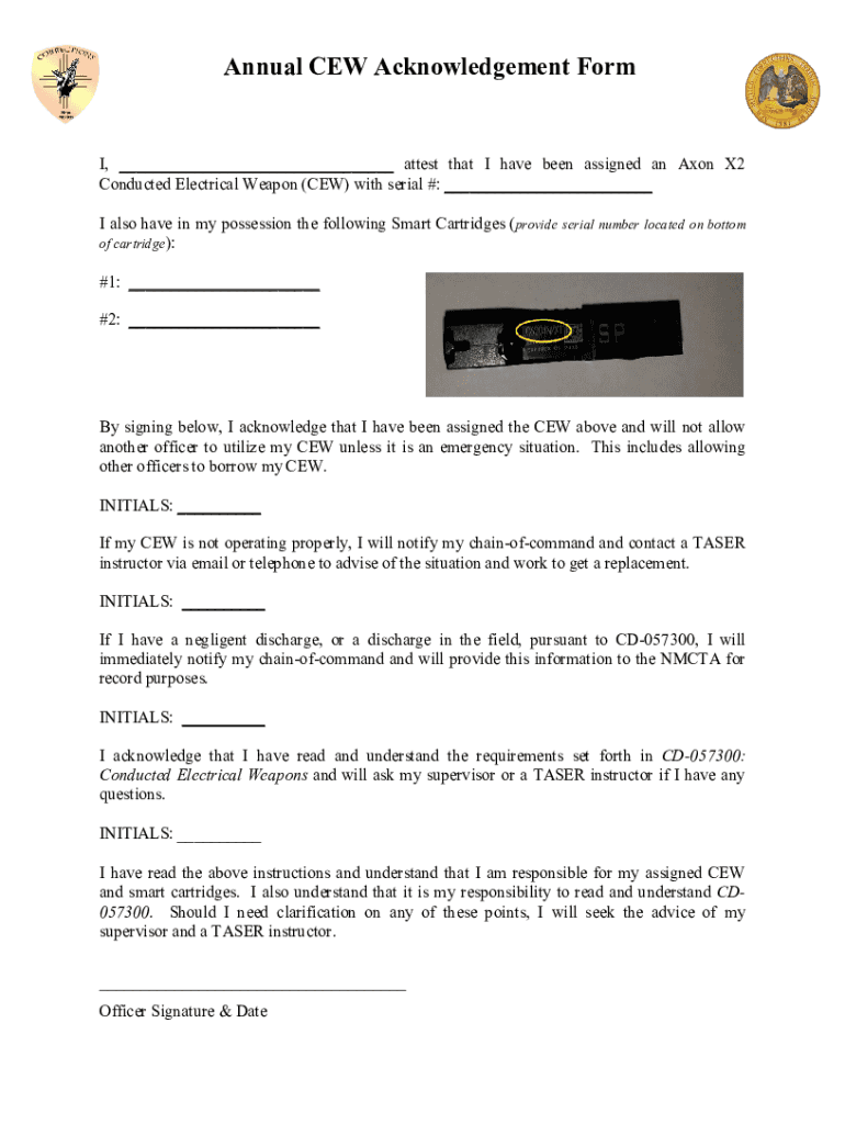 Fillable Online Annual CEW Acknowledgement Form Fax Email Print - pdfFiller