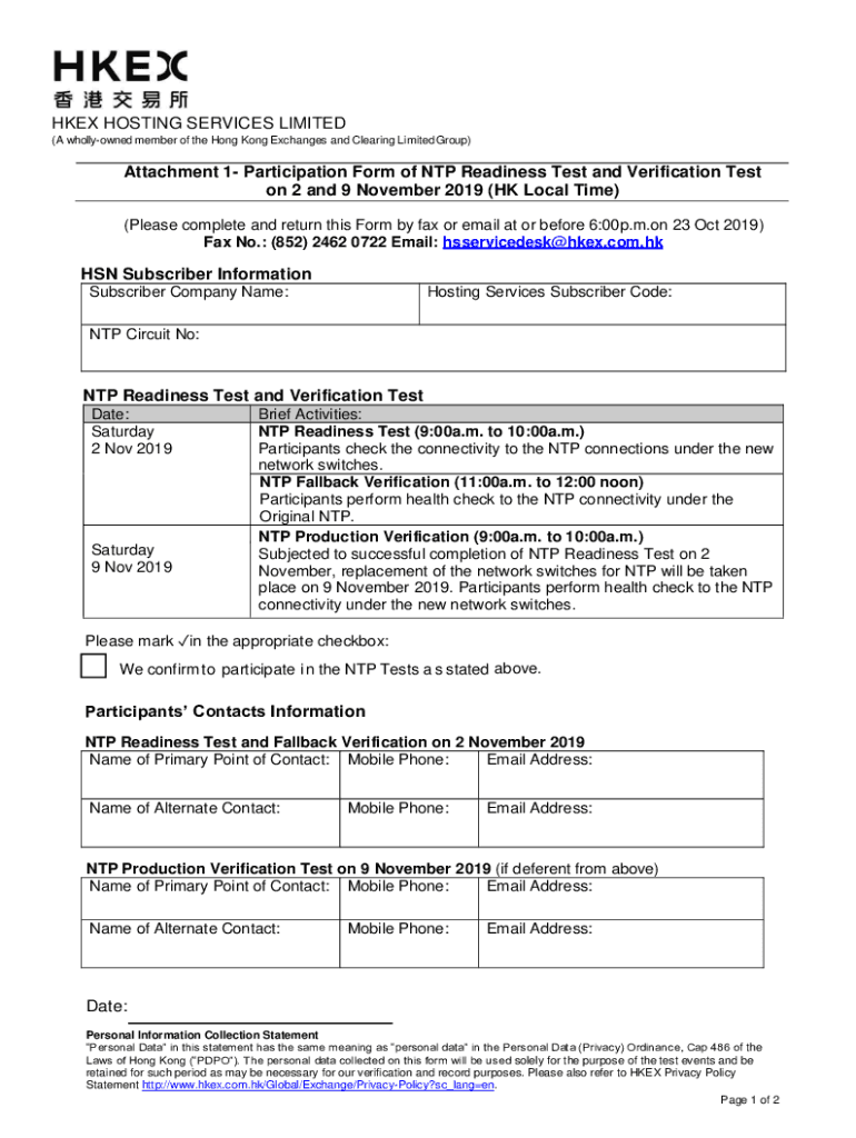 Fillable Online Participation Form of NTP Readiness Test and ...