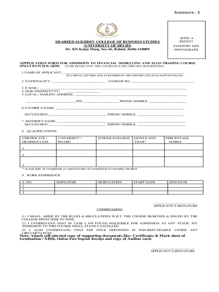 Fillable Online sscbsdu ac FMAT Application Form Fax Email Print ...