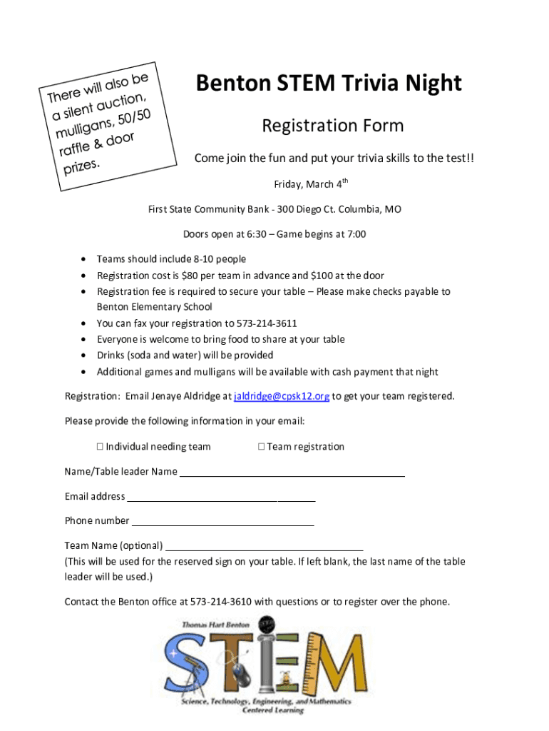 Fillable Online Benton STEM Elementary School / Benton Elementary ...