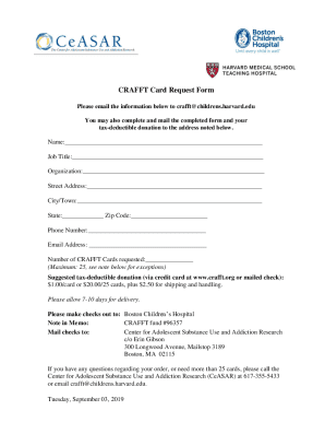 Fillable Online CRAFFT Card Request Form Fax Email Print - pdfFiller