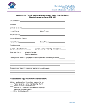 Fillable Online Ministry Information Form (MIF) Fax Email Print - pdfFiller