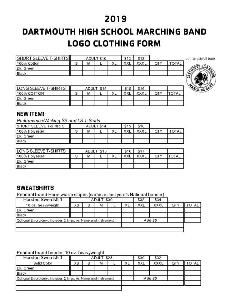 Fillable Online MARCHING BAND ORDER FORM 2019 copy 2 Fax Email Print ...