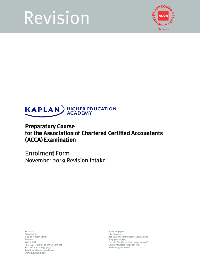 Fillable Online Preparatory Course For ACCA ExaminationToronto School ...