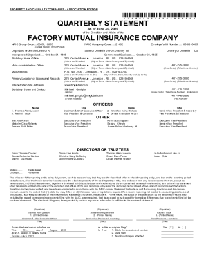 Fillable Online dbr ri QUARTERLY STATEMENT FACTORY MUTUAL INSURANCE ...