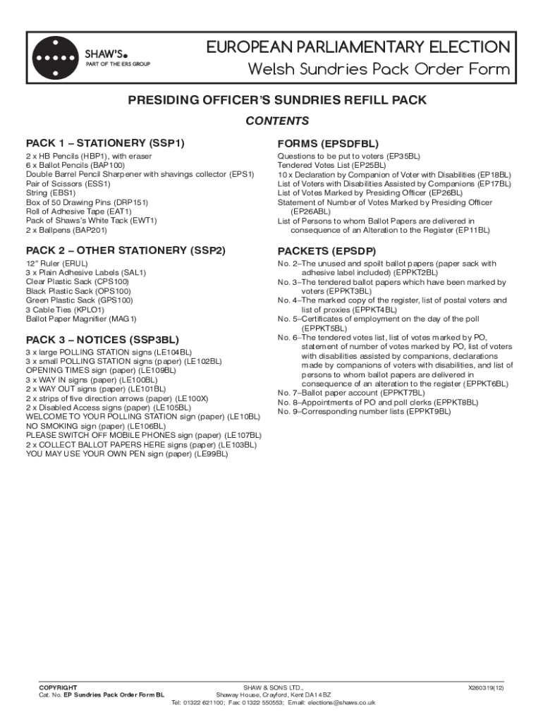 Fillable Online EP Sundries Pack Order Form BL.indd Fax Email Print ...