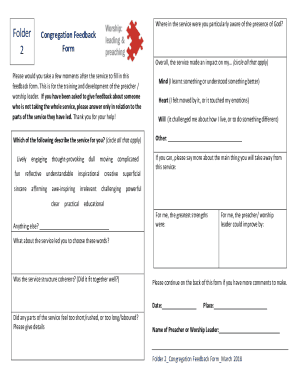 Fillable Online Congregation Feedback Form - Methodist Fax Email Print ...