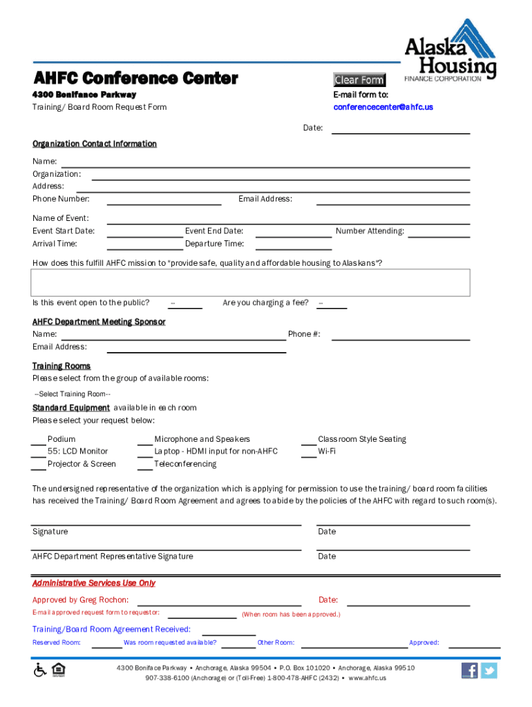 Fillable Online AHFC Conference Room Form 012518.xlsx Fax Email Print ...