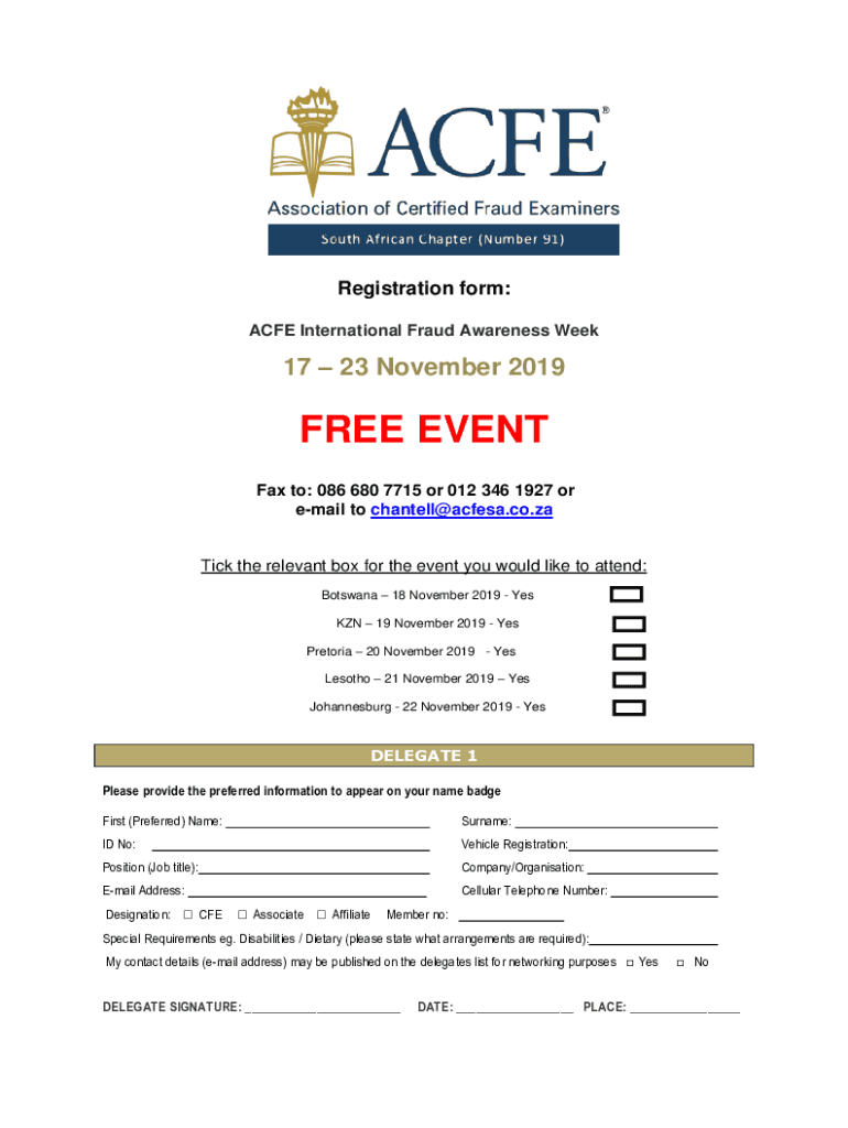 Fillable Online ACFE International Fraud Awareness Week Fax Email Print ...