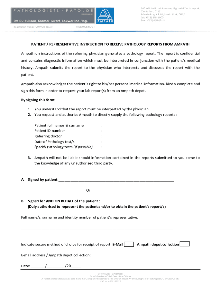 Fillable Online ampath co Patient Result Request Form - Ampath Fax Email Print - pdfFiller