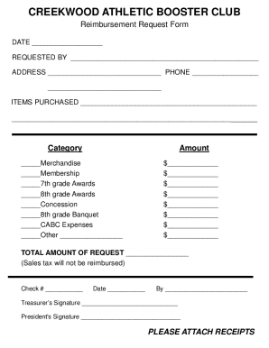 Fillable Online CABC Reimbursement Request Form Fax Email Print - pdfFiller