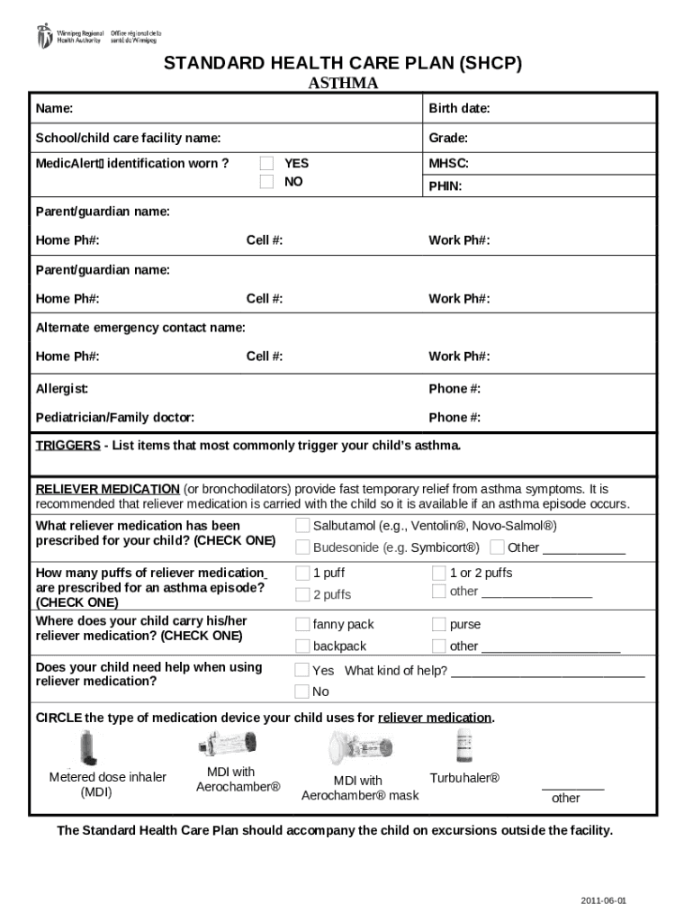 Please complete and sign the attached Asthma Standard ... Doc Template ...
