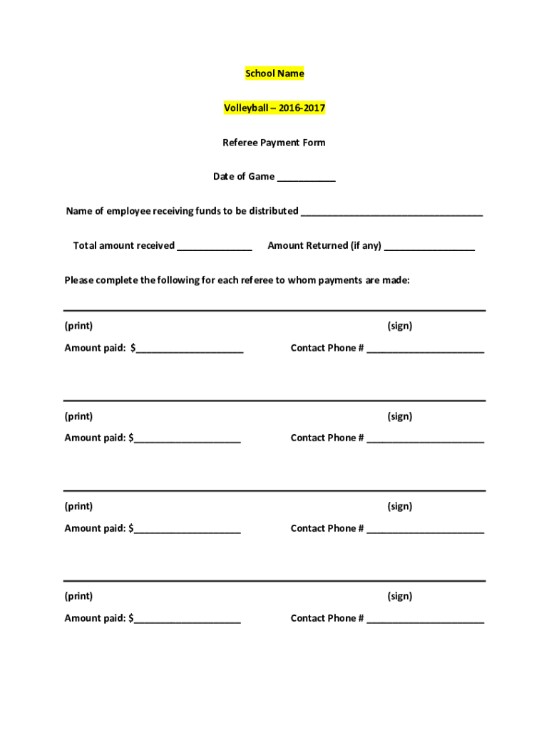 Fillable Online Referee Payment Form Fax Email Print - pdfFiller