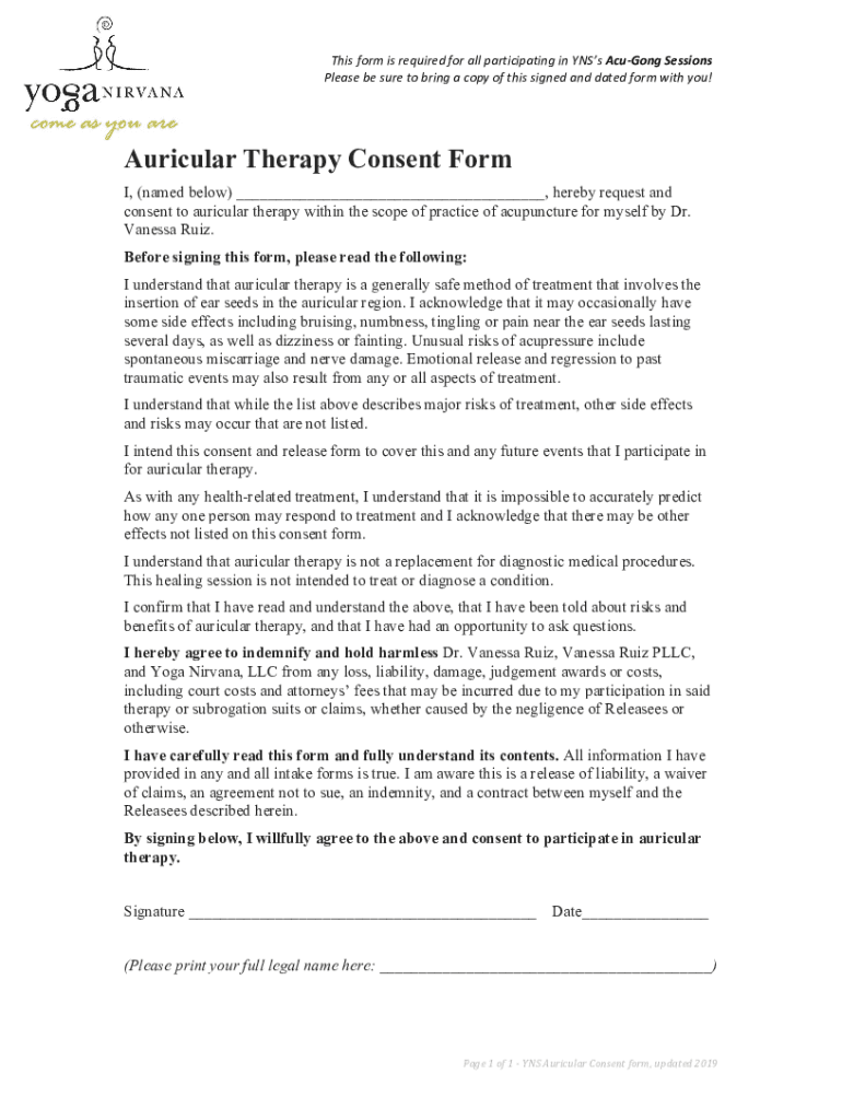 Fillable Online Auricular Therapy Consent Form.docx Fax Email Print ...