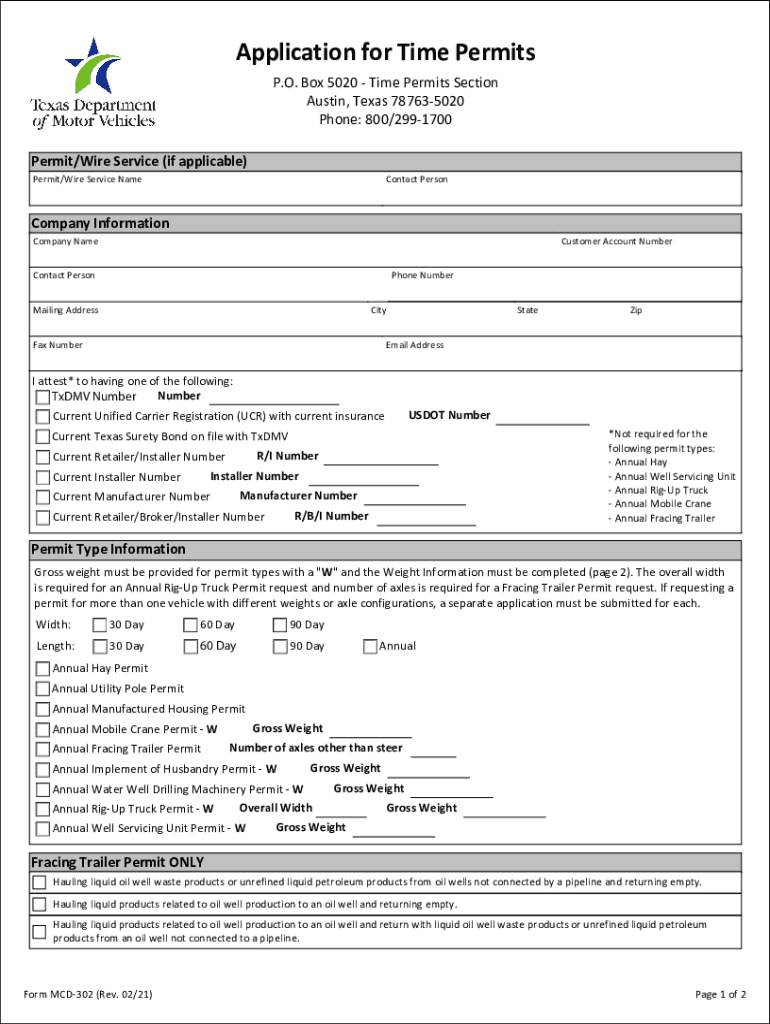 Fillable Online Application for Time Permits (Form 302) Fax Email Print ...
