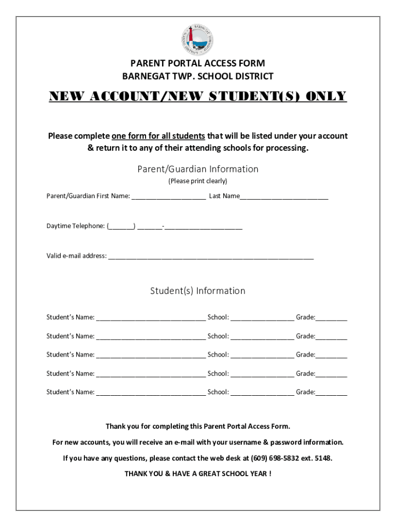 Fillable Online Parent Portal Access Form / Parent Portal Access Form ...