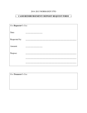 Fillable Online - CASH REIMBURSEMENT/ DEPOSIT REQUEST FORM - Fax Email ...