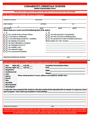 Fillable Online CCS: Admission Information - Community Christian School ...