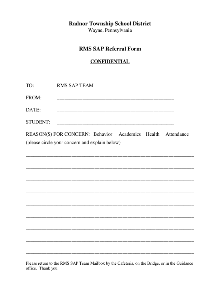Fillable Online RMS SAP Referral Form Fax Email Print - pdfFiller