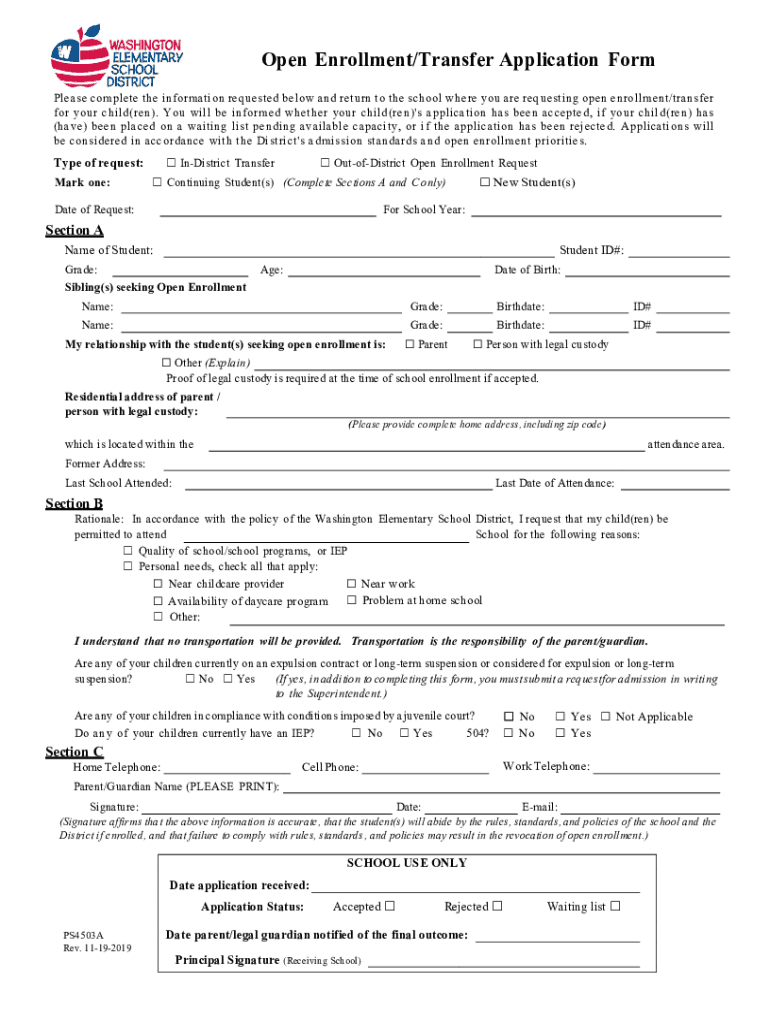 Fillable Online OPEN ENROLLMENT APPLICATION FORM - Alhambra Unified School ... Fax Email Print ...