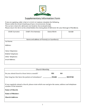Fillable Online trentceprimaryschool co Supplementary Information Form ...