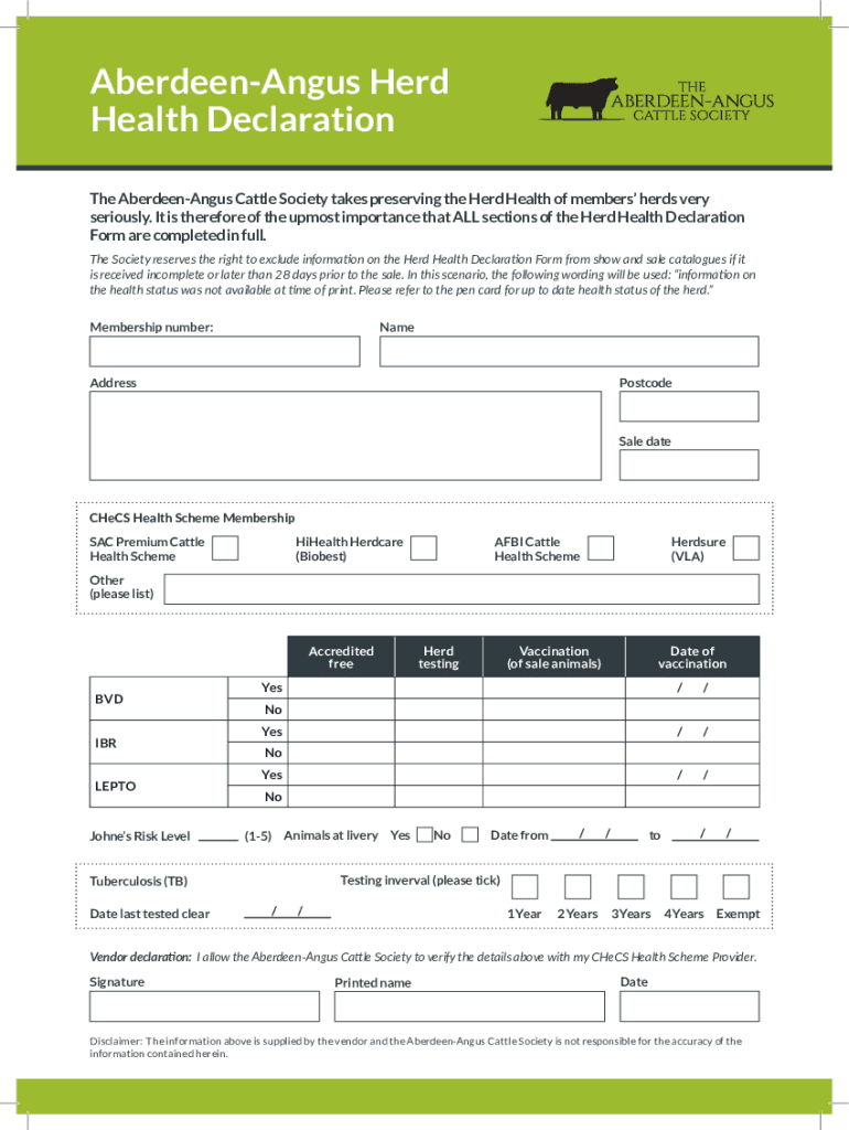 Fillable Online Arkansas Cattle Herd Health - Resources for Arkansas ...