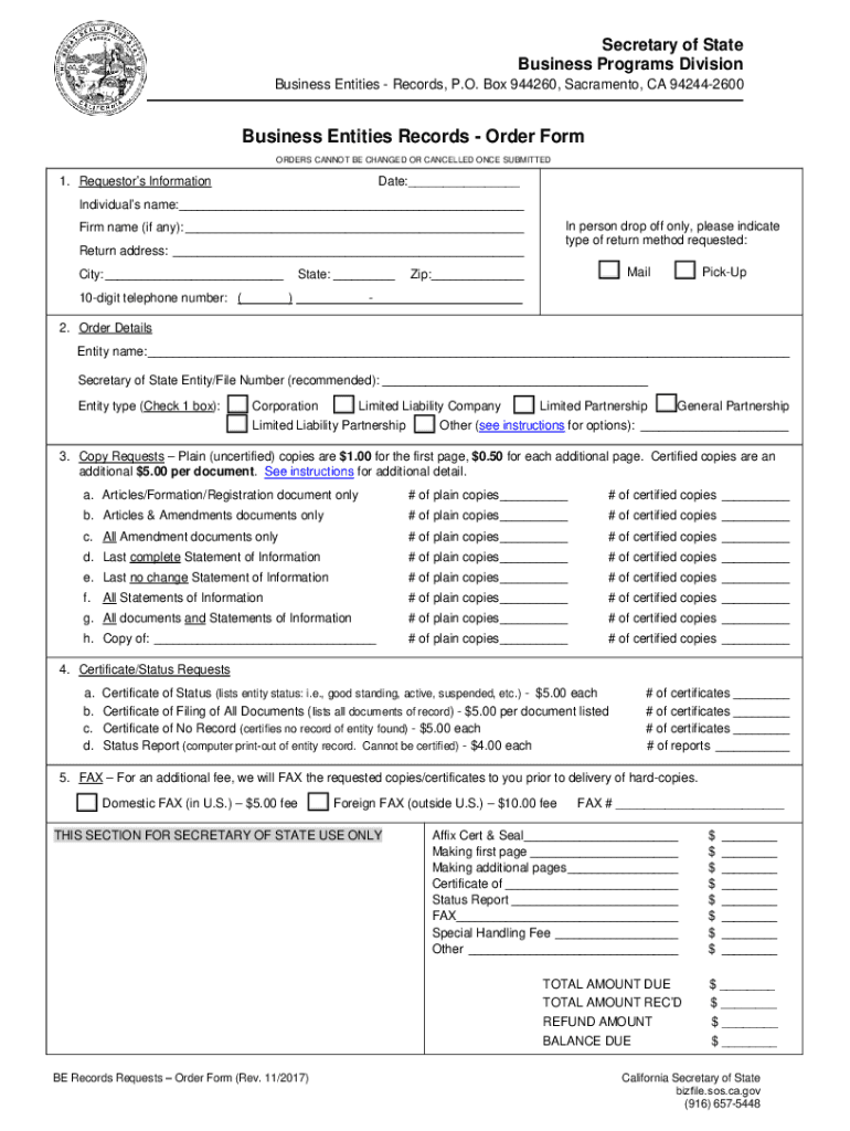 2017-2023-ca-sos-business-entities-records-order-form-fill-online