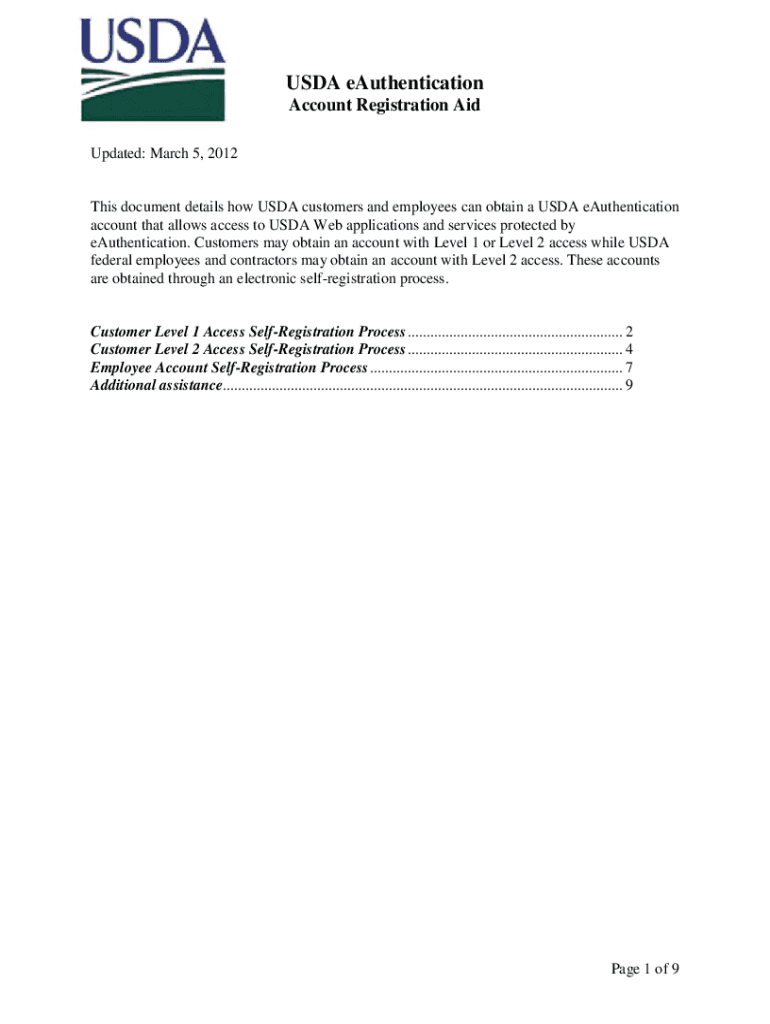 Fillable Online USDA eAuthentication Customer Registration Aid Fax ...