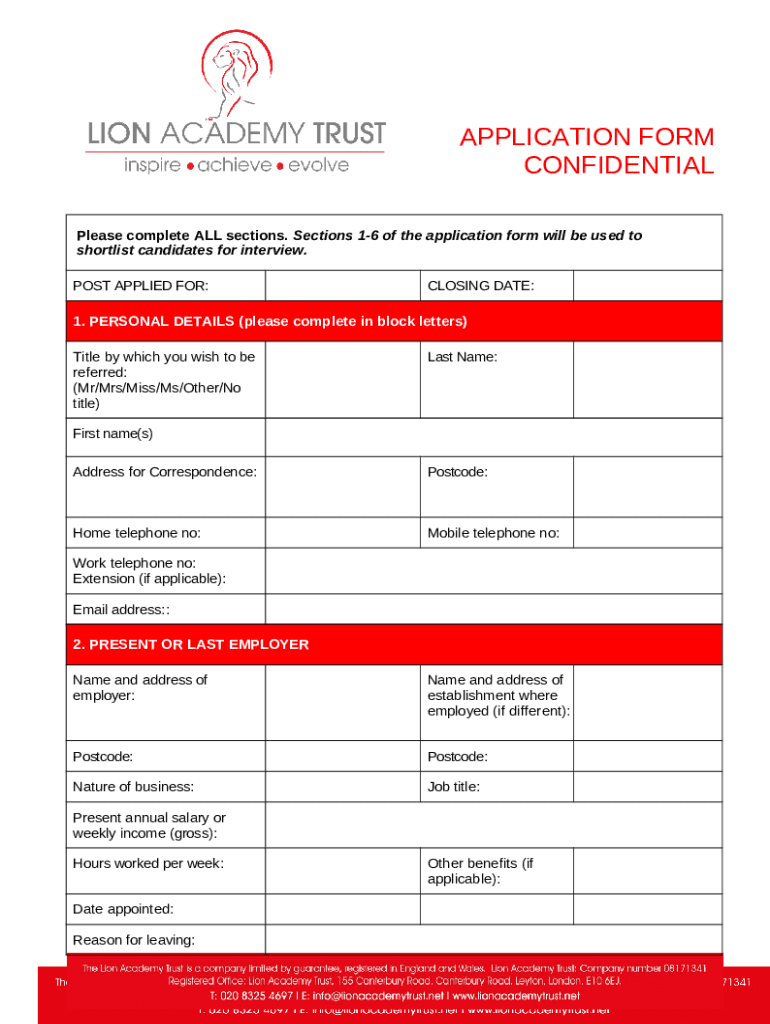 Sections 1-6 of the application will be used to shortlist candidates ...