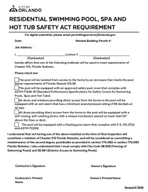 Fillable Online RESIDENTIAL SWIMMING POOL, SPA AND HOT TUB SAFETY ACT ...