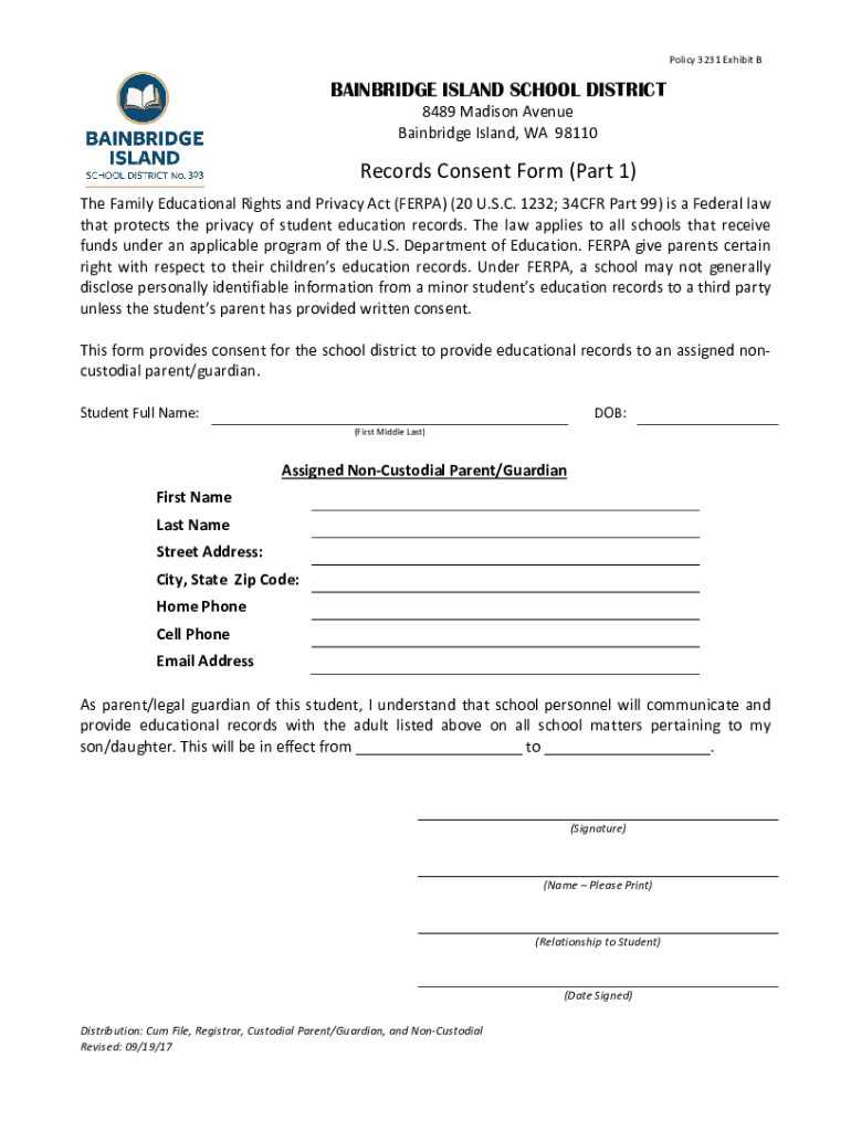 Fillable Online BISD - Records Consent Form Rev 09-19-17.docx Fax Email Print - pdfFiller