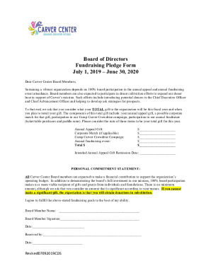 Fillable Online FY20 Carver Board of Directors Pledge Form Fax Email ...