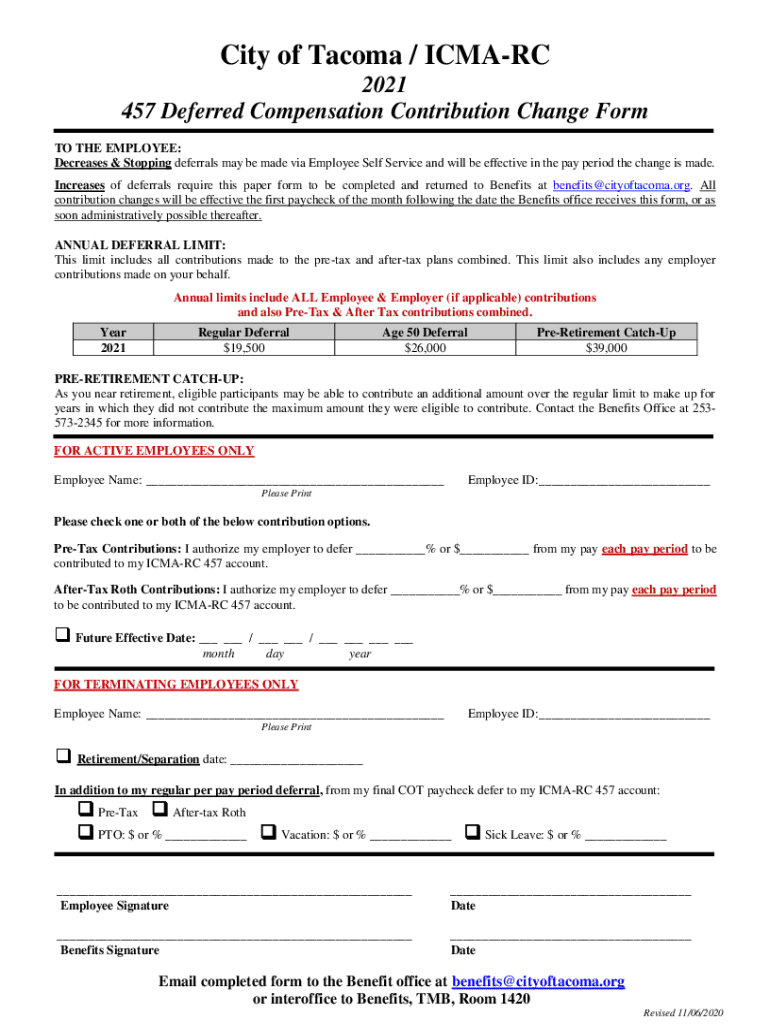 Fillable Online cms cityoftacoma City of Tacoma / ICMA-RC Fax Email ...