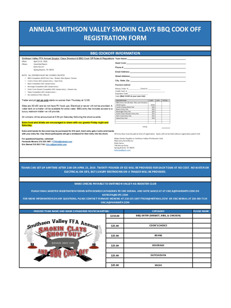Fillable Online Teams - Smokin' on the Rio - State Championship BBQ ...