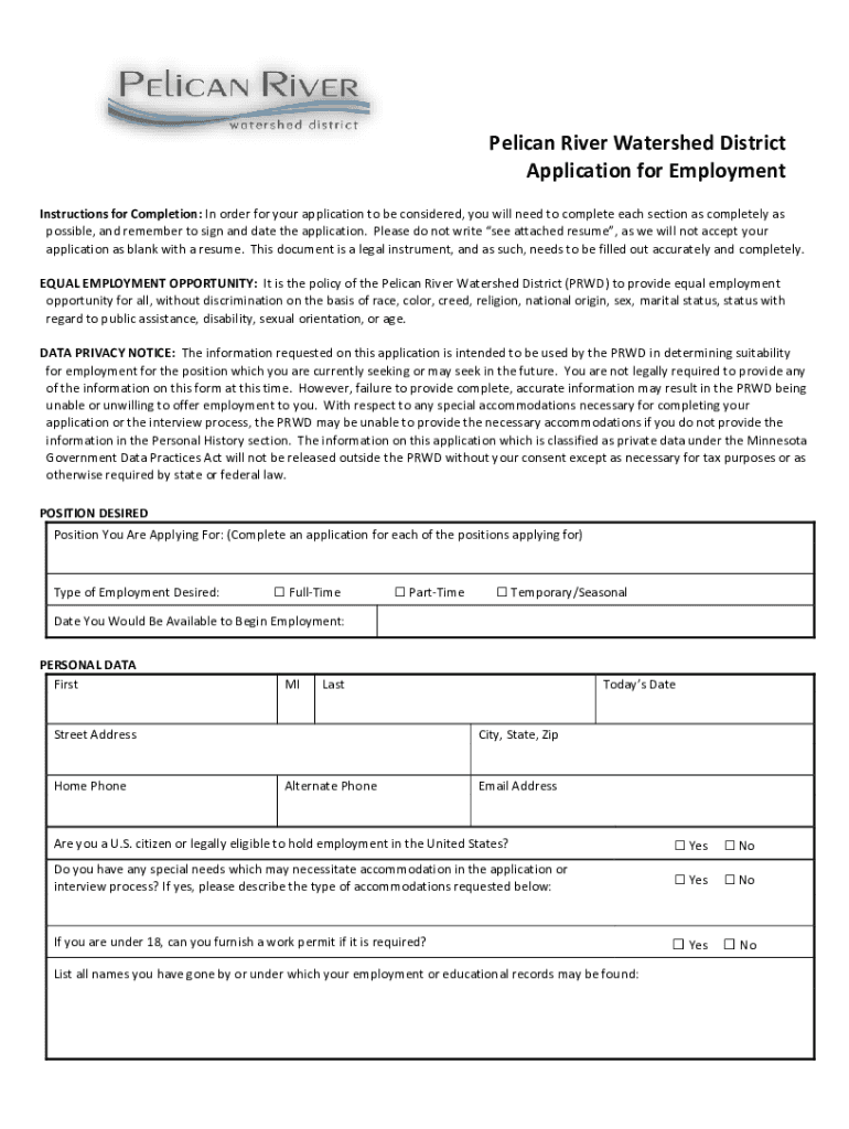 Fillable Online Instructions for Completion: In order for your application to be considered, you ...