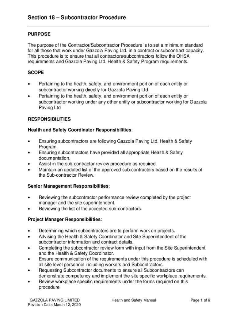 Fillable Online What Are Contractors and Subcontractors ...