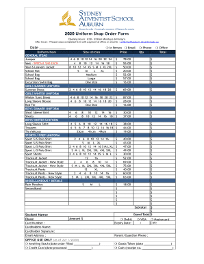 Fillable Online 2020 UPDATED SASA ORDER FORM Fax Email Print - pdfFiller